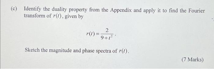 Solved (c) Identify the duality property from the Appendix | Chegg.com