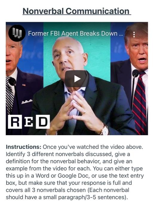 Solved Nonverbal Communication Former FBI Agent Breaks Down | Chegg.com