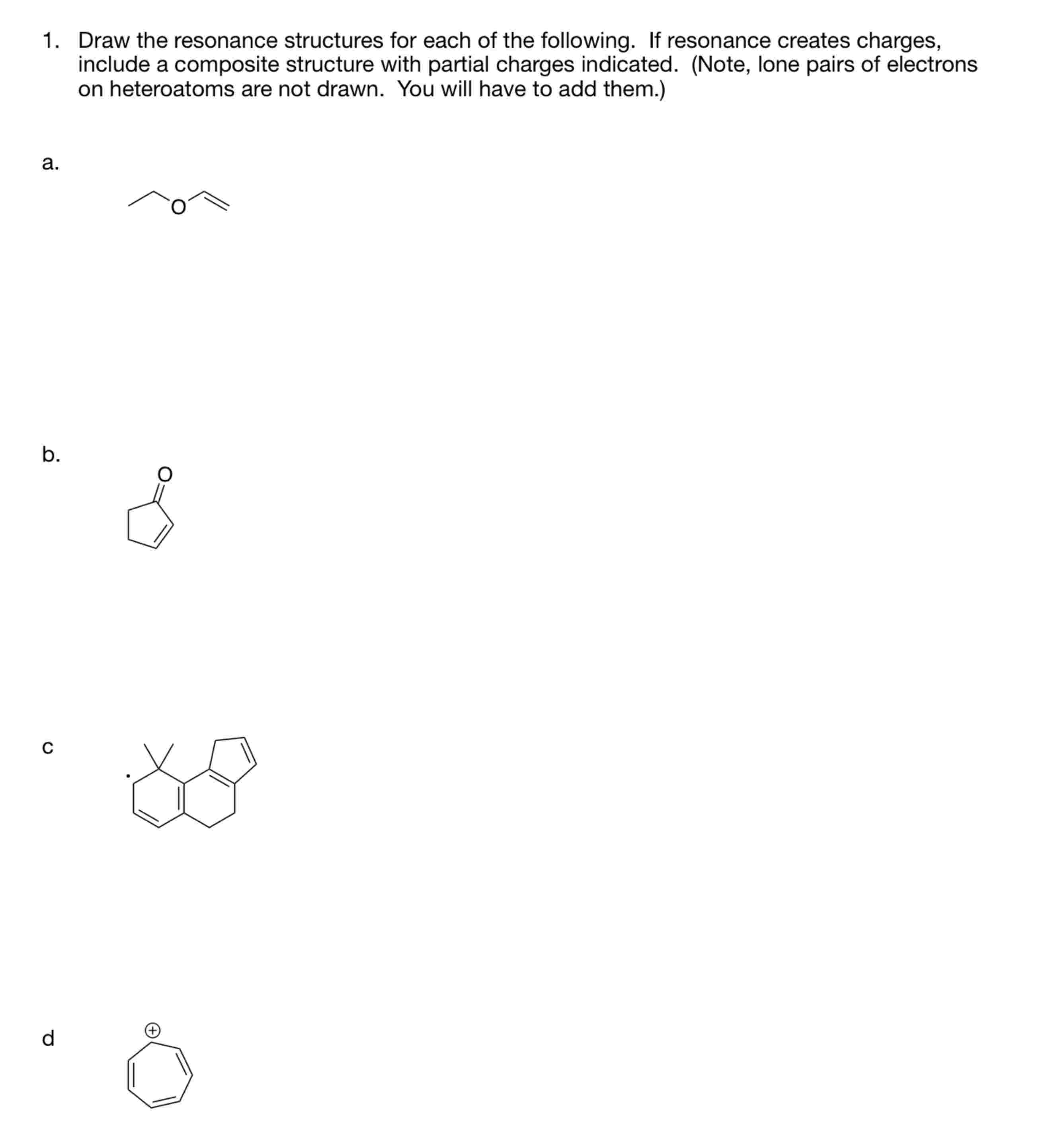 Solved 1. ﻿Draw the resonance structures for each of the | Chegg.com