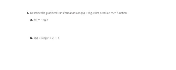 Solved 7. Describe the graphical transformations on | Chegg.com