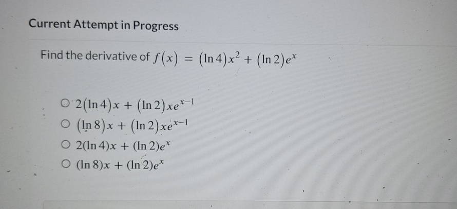 Solved Current Attempt in ProgressFind the derivative of | Chegg.com