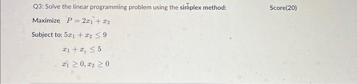 Solved Q3: Solve the linear programming problem using the | Chegg.com