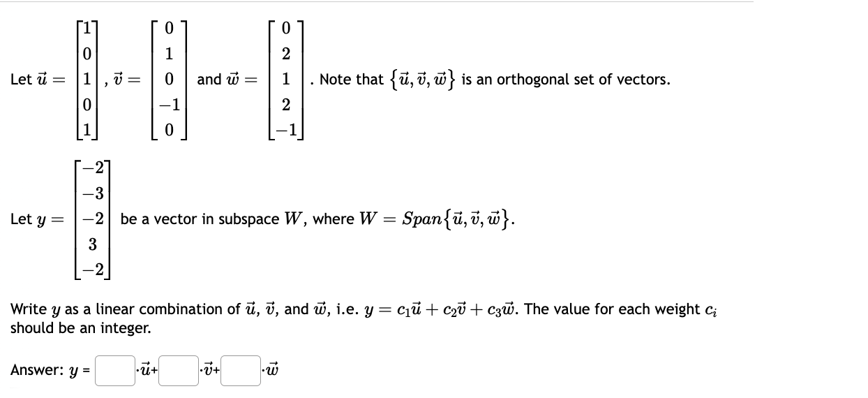 Solved Let vec(u)=[10101],vec(v)=[010-10] ﻿and | Chegg.com