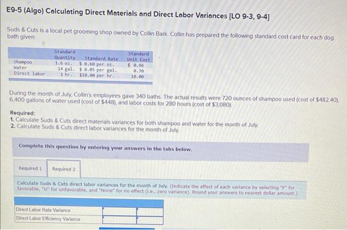 Solved E9-5 (Algo) Calculating Direct Materials and Direct | Chegg.com