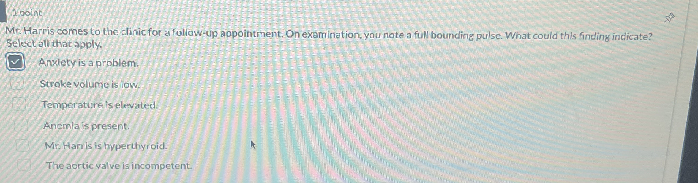 Solved 1 ﻿pointMr. ﻿Harris comes to the clinic for a | Chegg.com