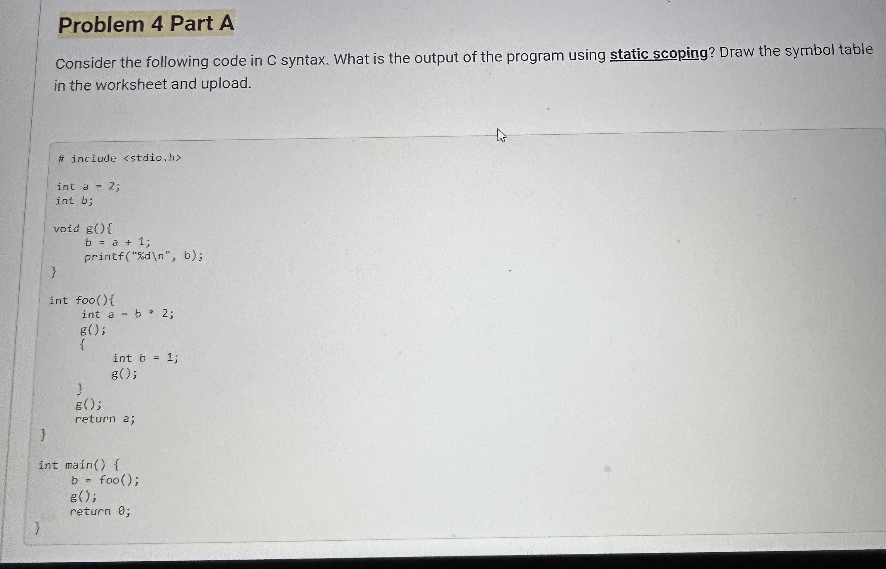 Solved Part B: referring to the program in problem 4 ﻿part | Chegg.com