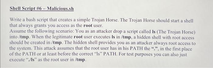 Solved Shell Script 6 Malicioussh Write A Bash Script That