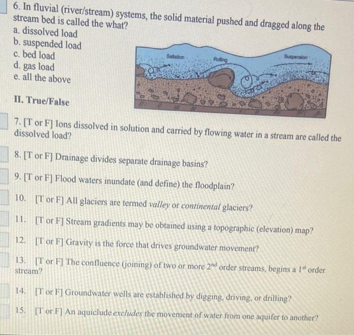 Solved 6. In fluvial (river/stream) systems, the solid | Chegg.com