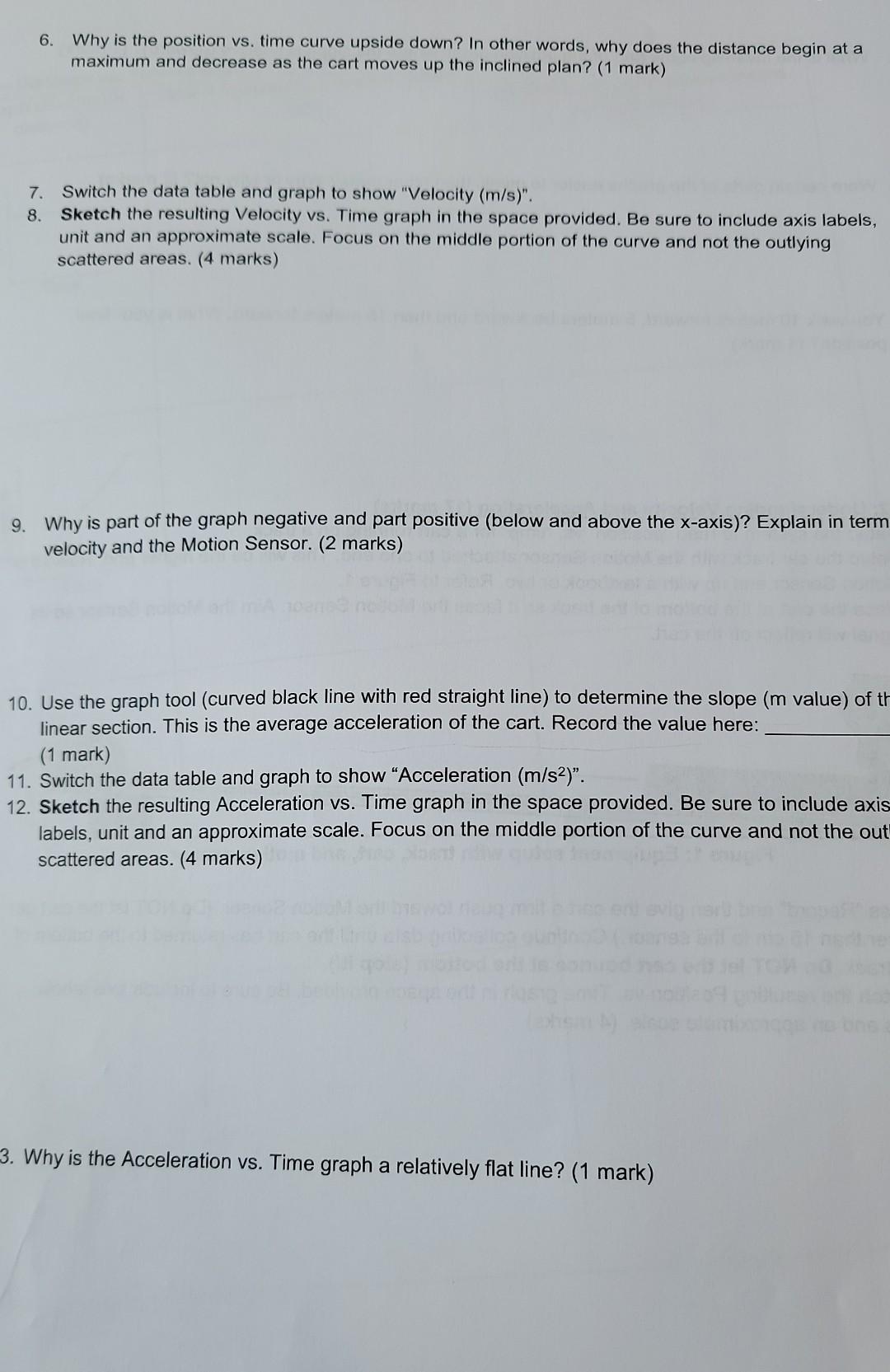 Solved 6. Why is the position vs. time curve upside down? In | Chegg.com