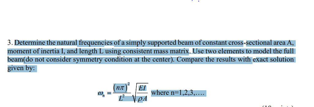 Solved Determine the natural frequencies of a simply | Chegg.com