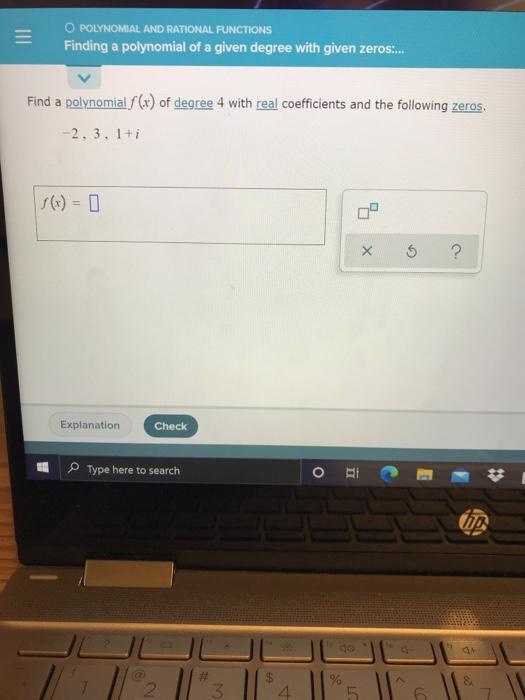 Solved O POLYNOMIAL AND RATIONAL FUNCTIONS Finding a | Chegg.com