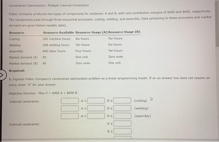 Solved Constrained Optimization: Multiple Internal | Chegg.com