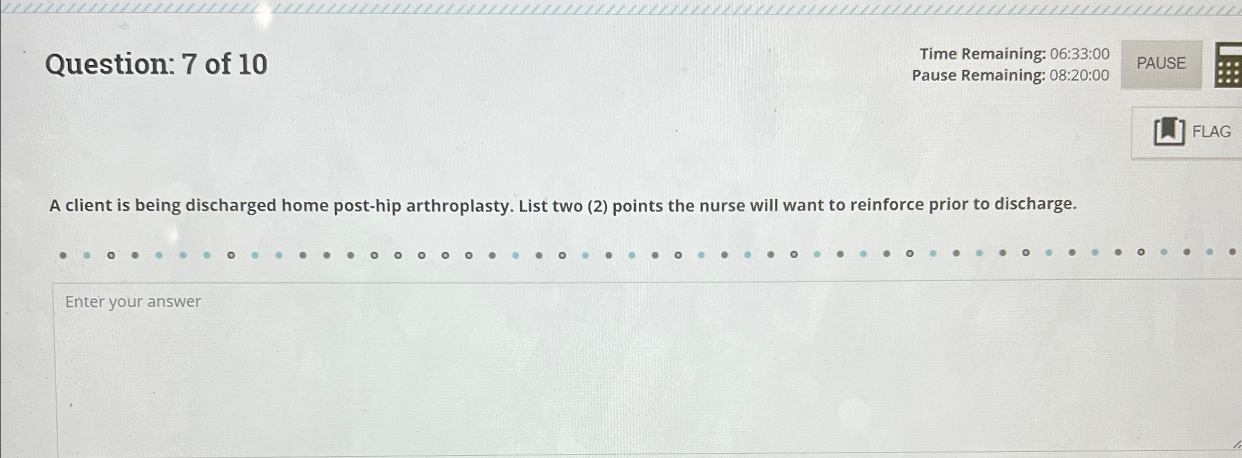 Solved Question: 7 ﻿of 10Time Remaining: 06:33:00Pause | Chegg.com