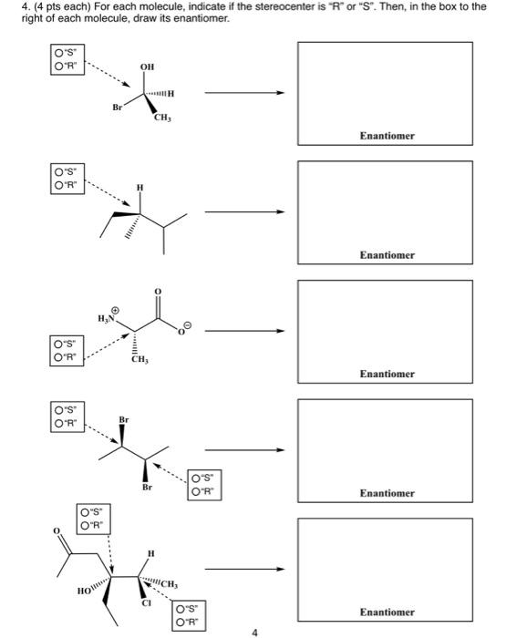 Solved 4. (4 pts each) For each molecule, indicate if the | Chegg.com