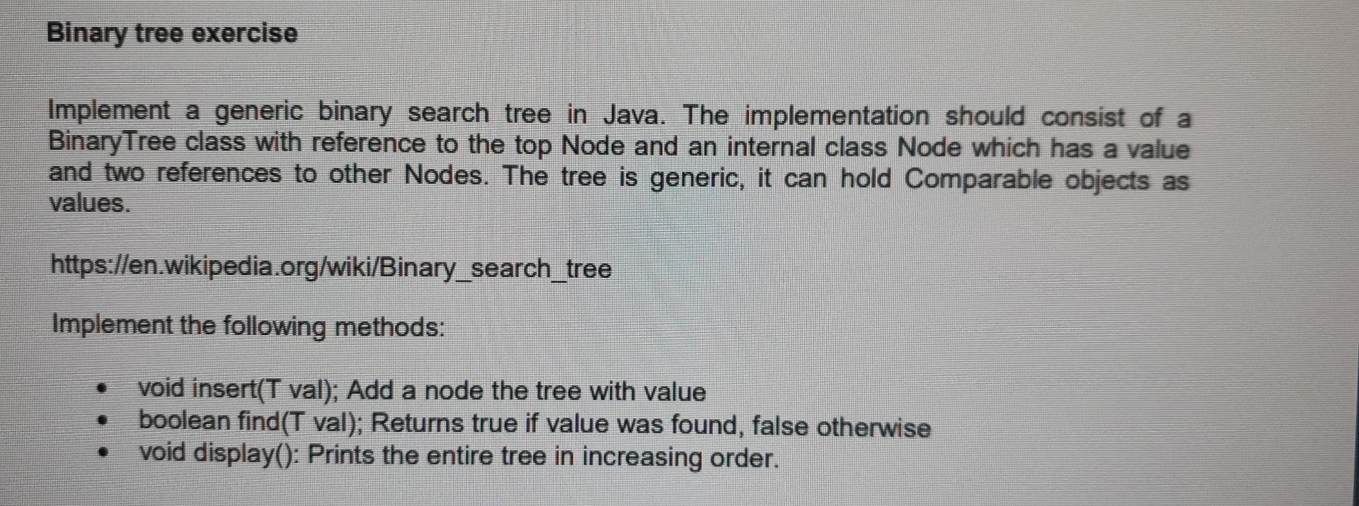 Solved Binary Tree Exercise Implement A Generic Binary