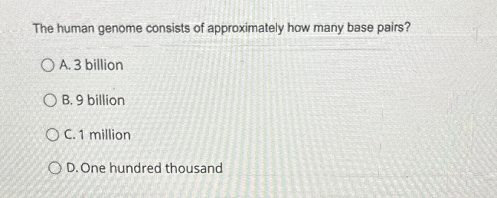 Solved The human genome consists of approximately how many | Chegg.com
