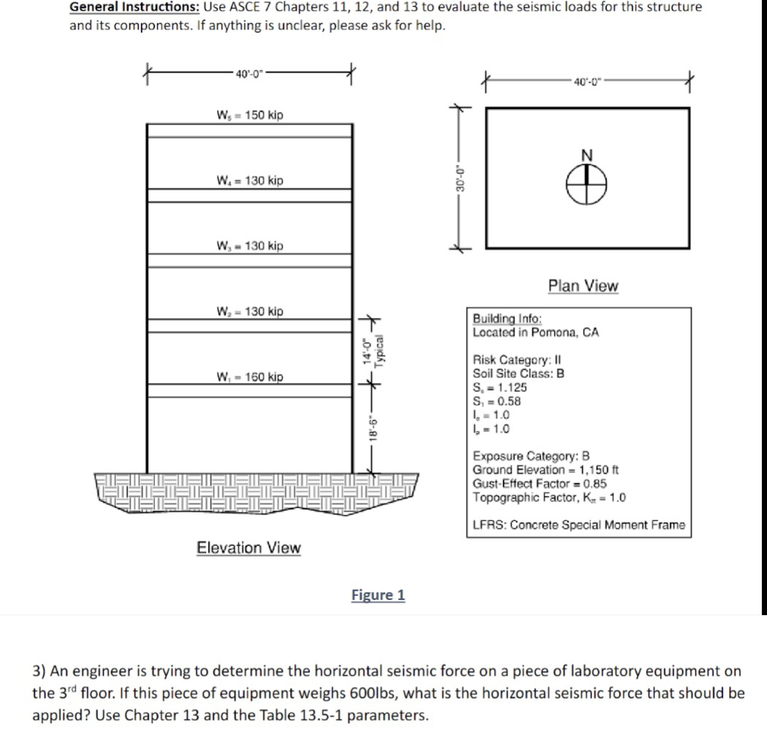 Solved General Instructions: Use ASCE 7 ﻿Chapters 11, 12, | Chegg.com