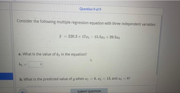 Solved Consider the following multiple regression equation | Chegg.com