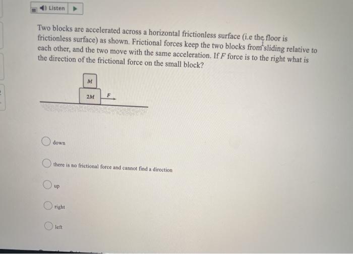 Solved Listen Two blocks are accelerated across a horizontal | Chegg.com