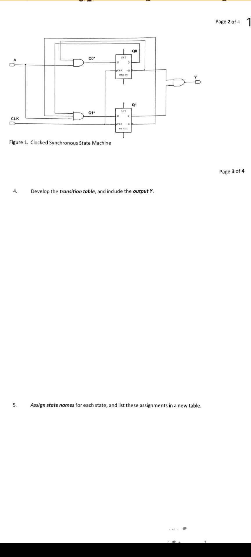 Solved Page 2 of 4 Figure 1. Clocked Synchronous State | Chegg.com