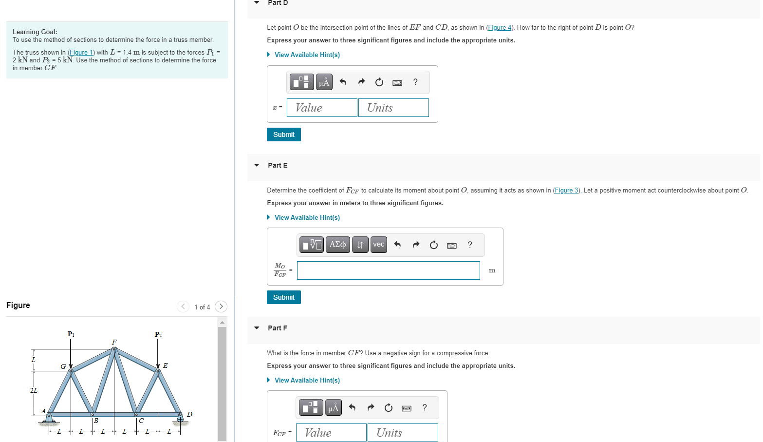 Solved Learning Goal:To use the method of sections to | Chegg.com