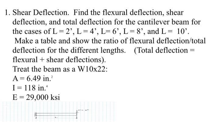 Shear DeflectionFind the flexural the selection, | Chegg.com