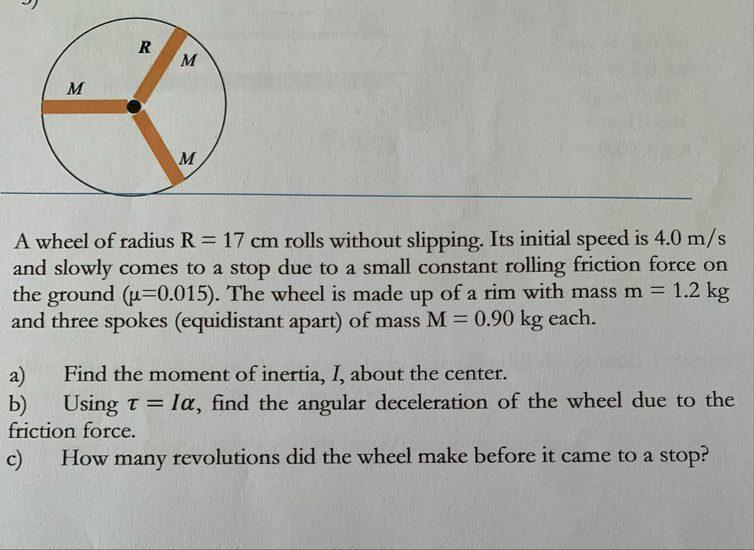 Solved A wheel of radius R=17cm ﻿rolls without slipping. Its | Chegg.com