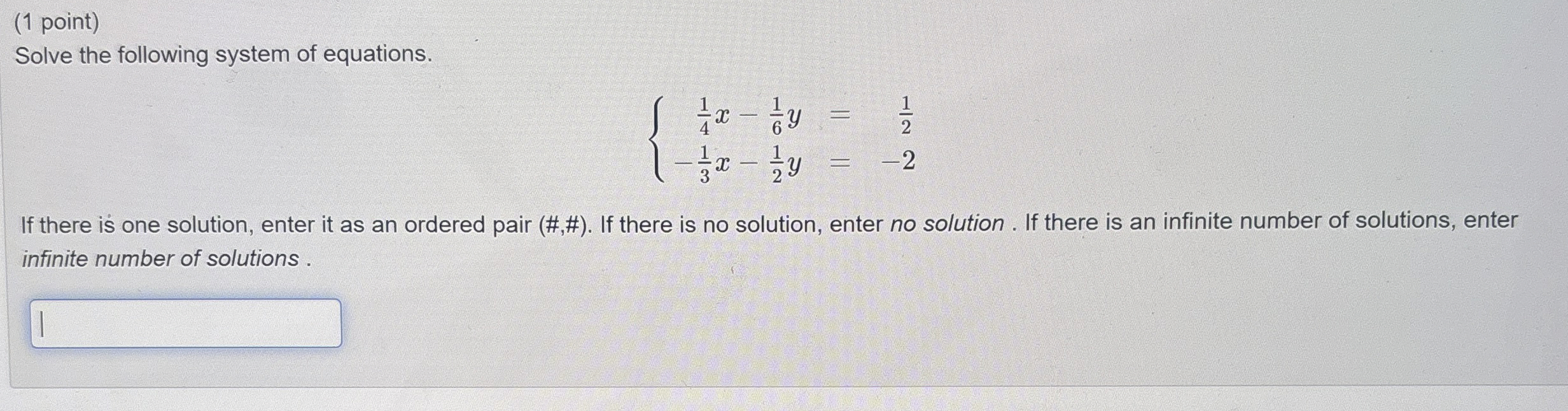 Solved (1 ﻿point)Solve the following system of | Chegg.com