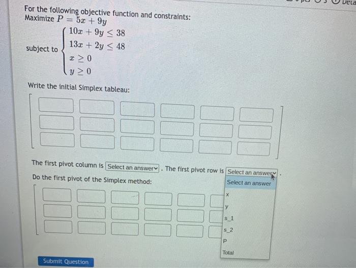 Solved For the following objective function and constraints: | Chegg.com