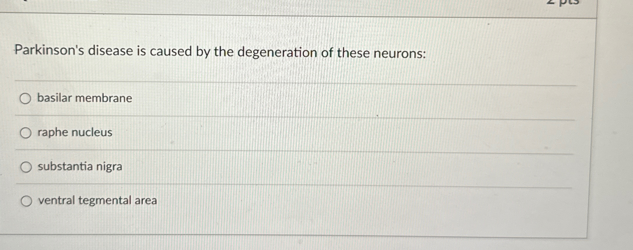 Solved Parkinson's disease is caused by the degeneration of | Chegg.com