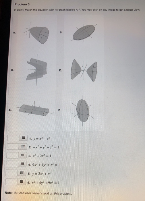 Solved Problem 3. (1 point) Match the equation with its | Chegg.com