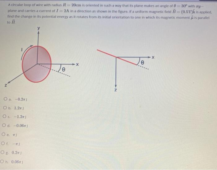 Solved A circular loop of wire with radius R = 20cm is | Chegg.com