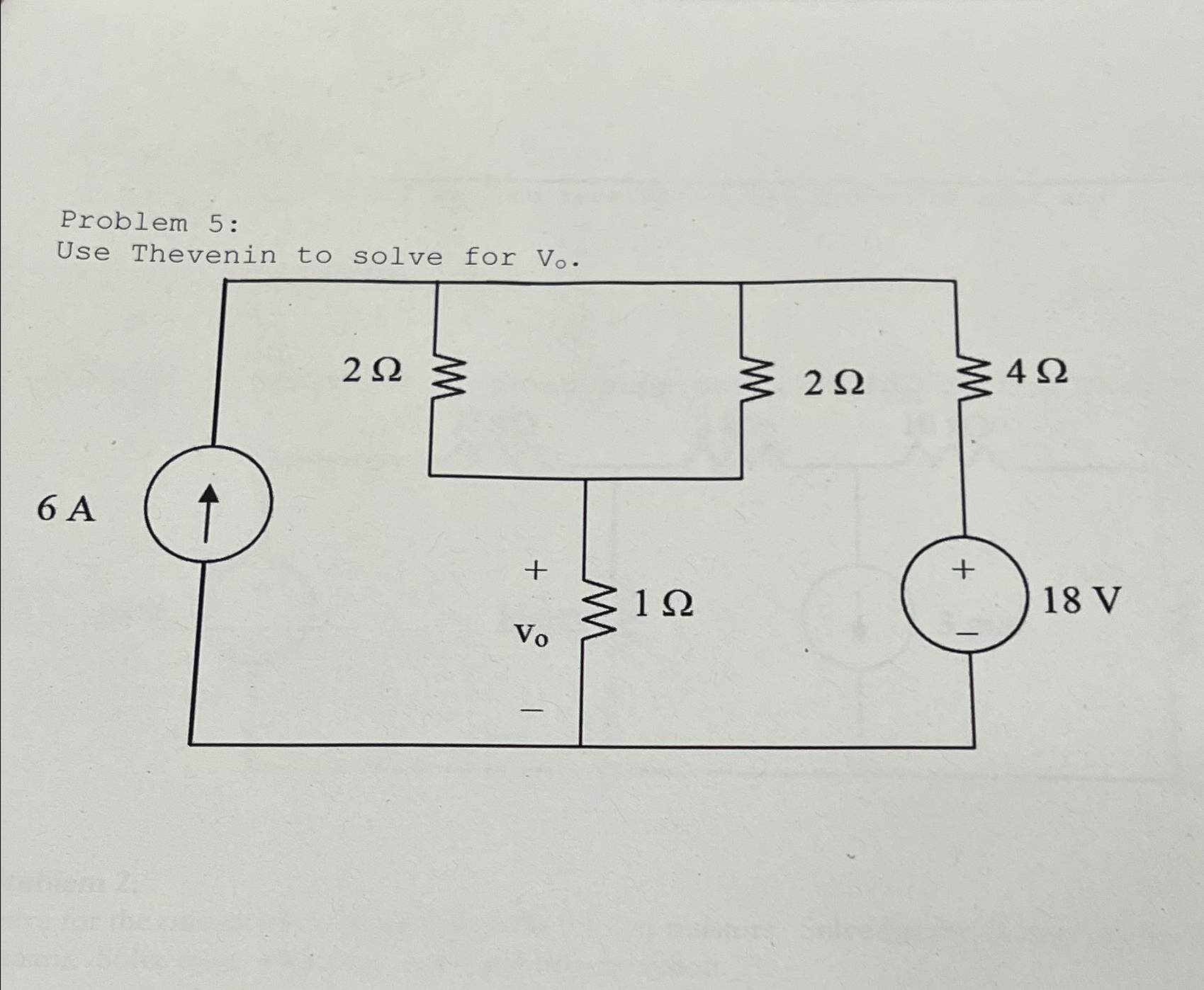 Solved Problem 5:Use Thevenin to solve for Vn.( | Chegg.com
