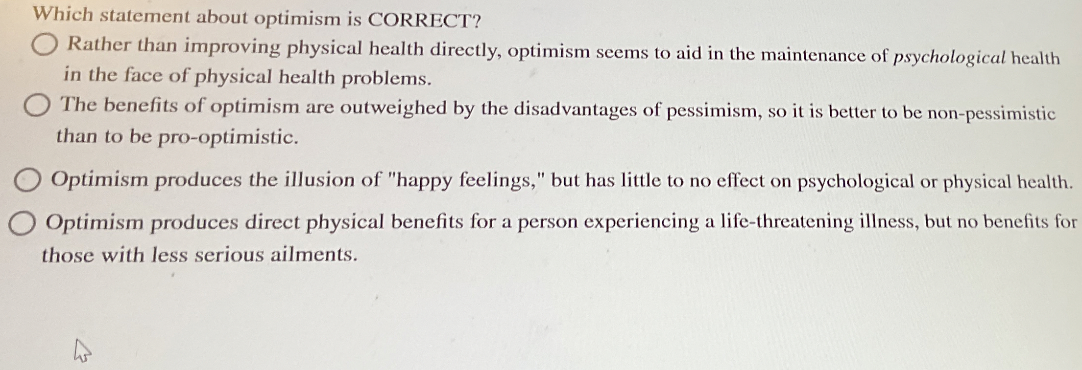 Solved Which statement about optimism is CORRECT?Rather than | Chegg.com