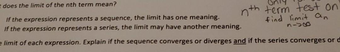 Solved does the limit of the nth term mean? If the | Chegg.com