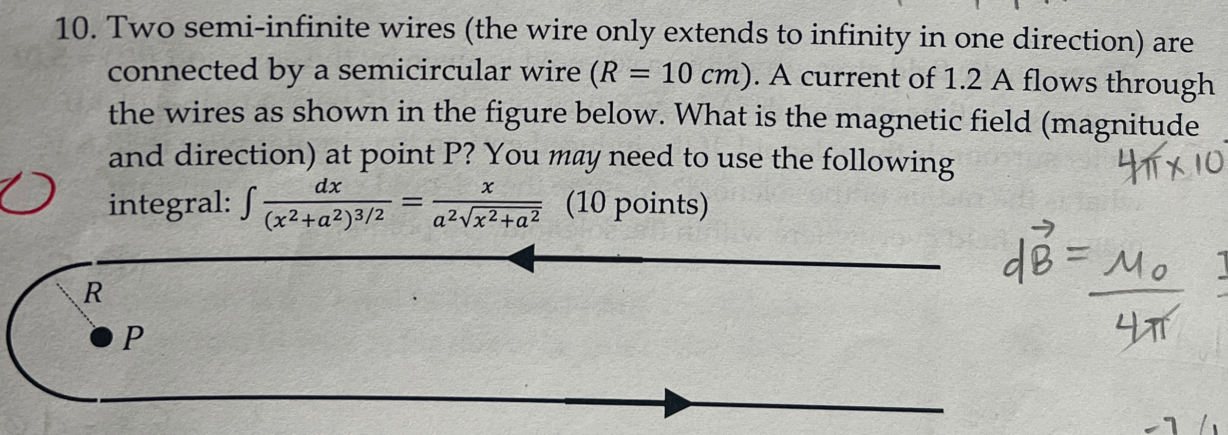 Solved Two semi-infinite wires (the wire only extends to | Chegg.com