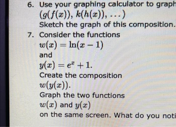 Solved 7PARTS!!!!1. choose one of the pairs of the functions | Chegg.com