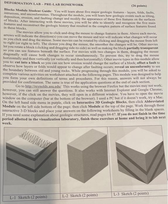 DEFORMATION LAB - PRE-LAB HOMEWORK (26 points) Blocks | Chegg.com