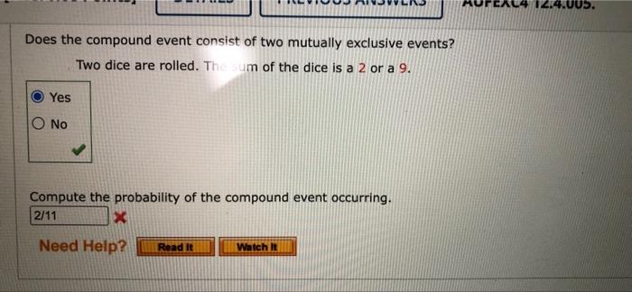 Solved 2.4.005. Does the compound event consist of two | Chegg.com