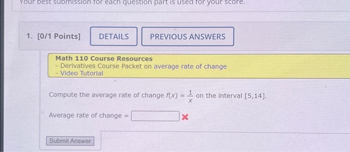 Solved Math 110 Course Resources - Derivatives Course Packet | Chegg.com