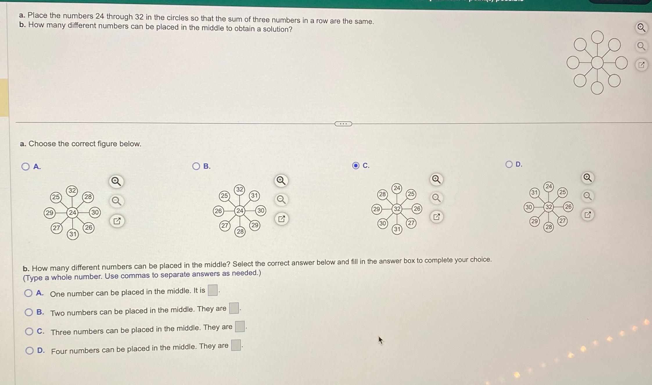 Solved a. ﻿Place the numbers 24 ﻿through 32 ﻿in the circles | Chegg.com