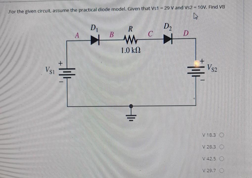 Solved For the given circuit assume the practical diode | Chegg.com