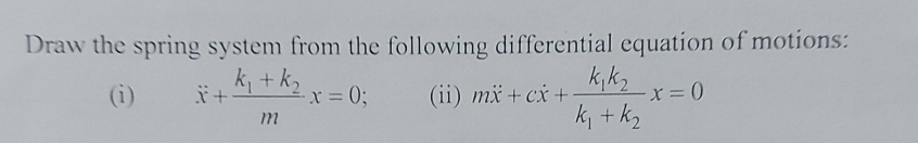 Solved Draw the spring system from the following | Chegg.com