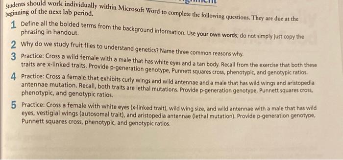 Solved Students should work individually within Microsoft | Chegg.com