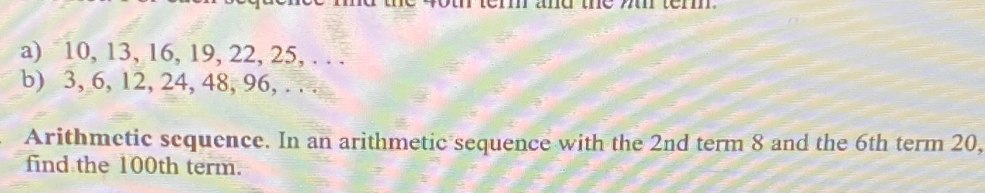 Solved Arithmetic Sequence In An Arithmetic Sequence With