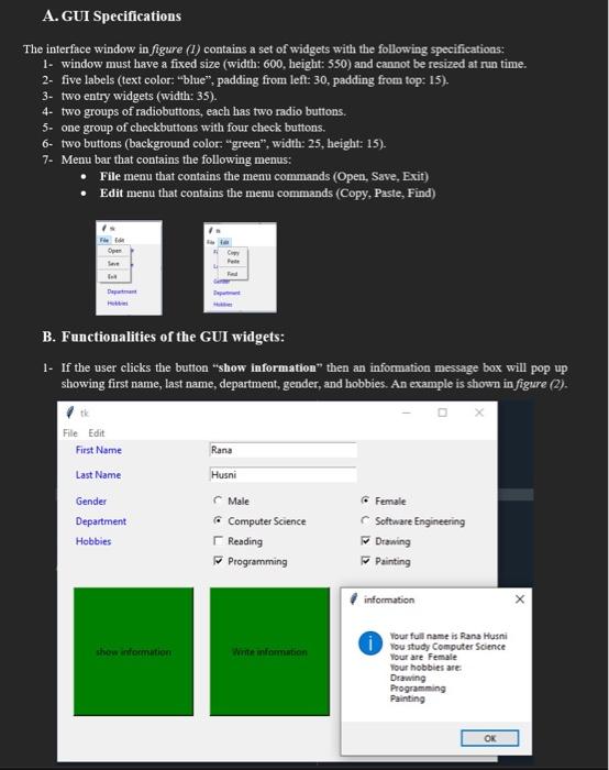 Solved Write A Python Gui Program To Design And Implement An