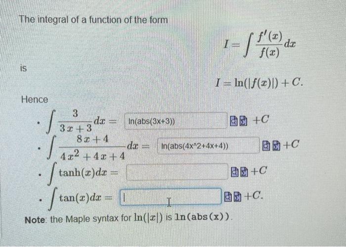 Solved The integral of a function of the form I=∫f(x)f′(x)dx | Chegg.com