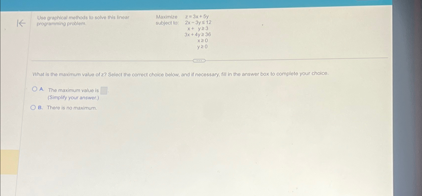 Solved Use graphical methods to solve this linear | Chegg.com