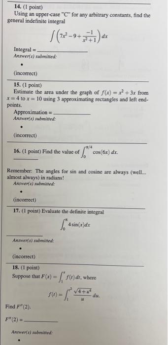 Solved 14. (1 point) Using an upper-case " C " for any | Chegg.com