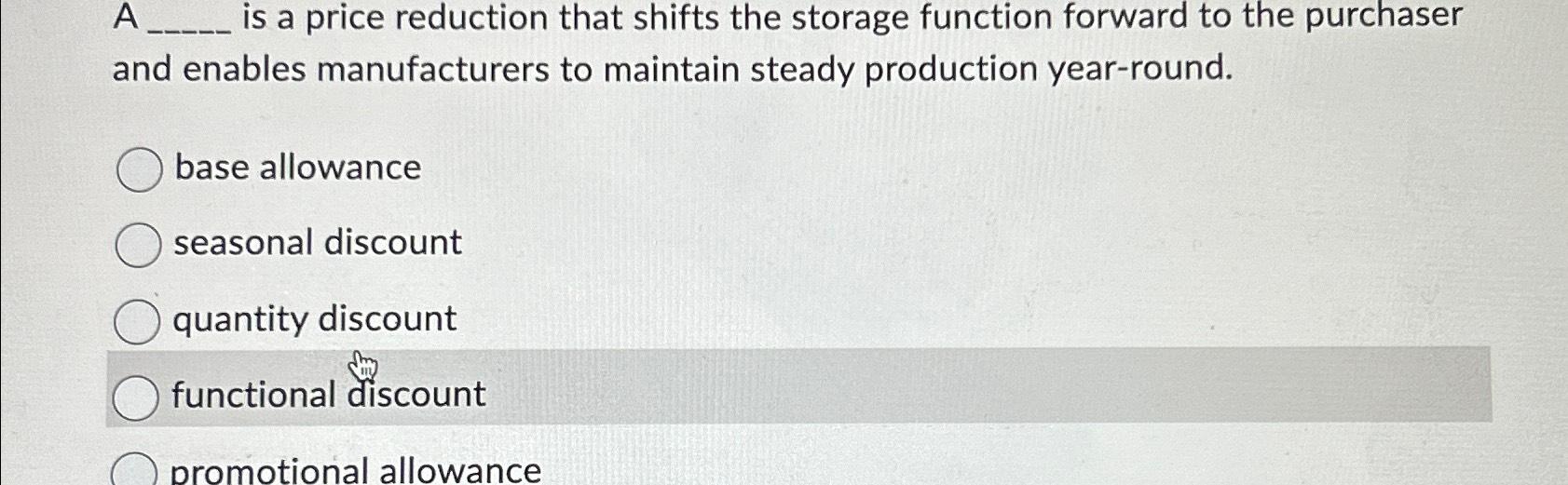Solved A is a price reduction that shifts the storage | Chegg.com